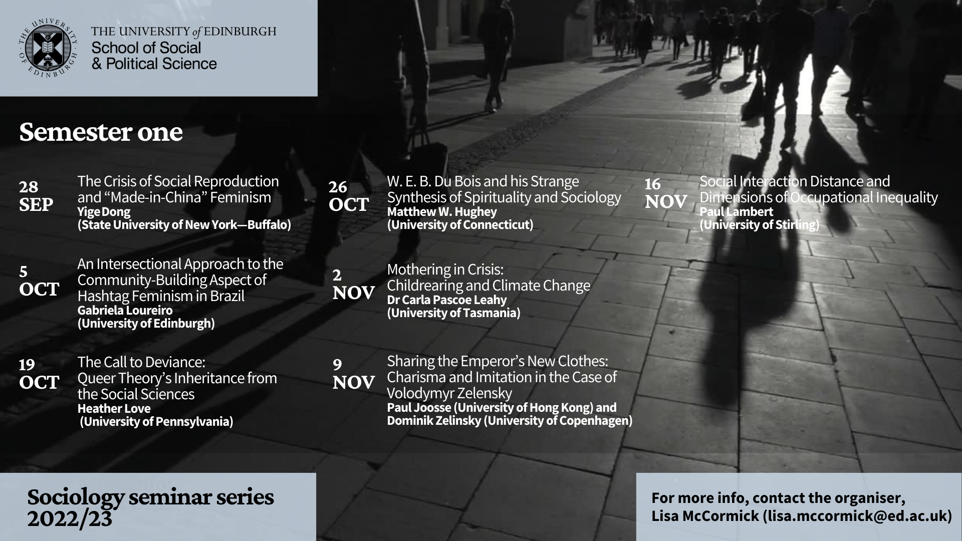 Sociology Seminar Series Autumn 2022 | School of Social and Political ...
