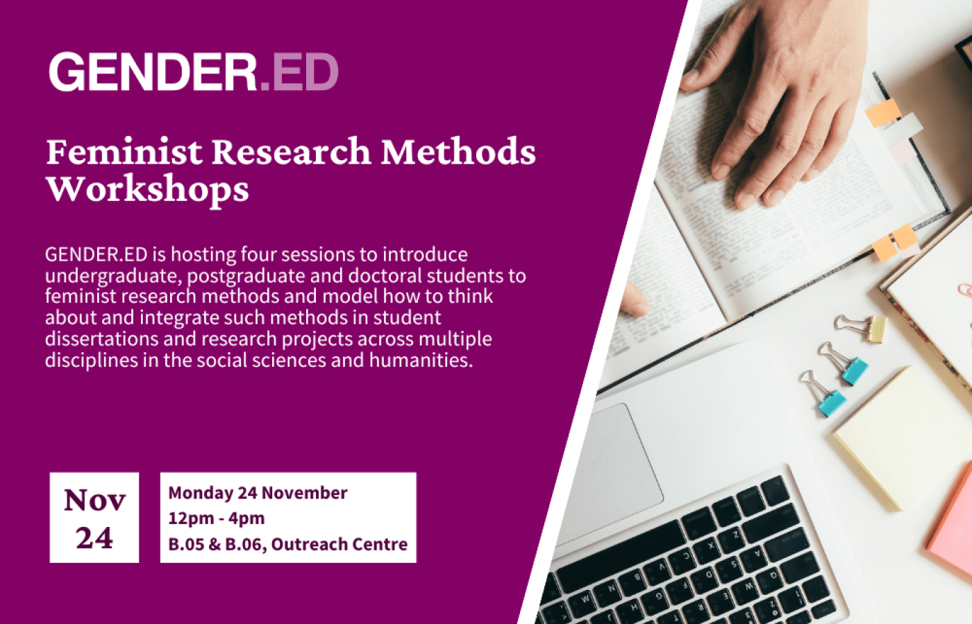GENDER.ED Feminist Research Methods Workshops | School of Social and ...